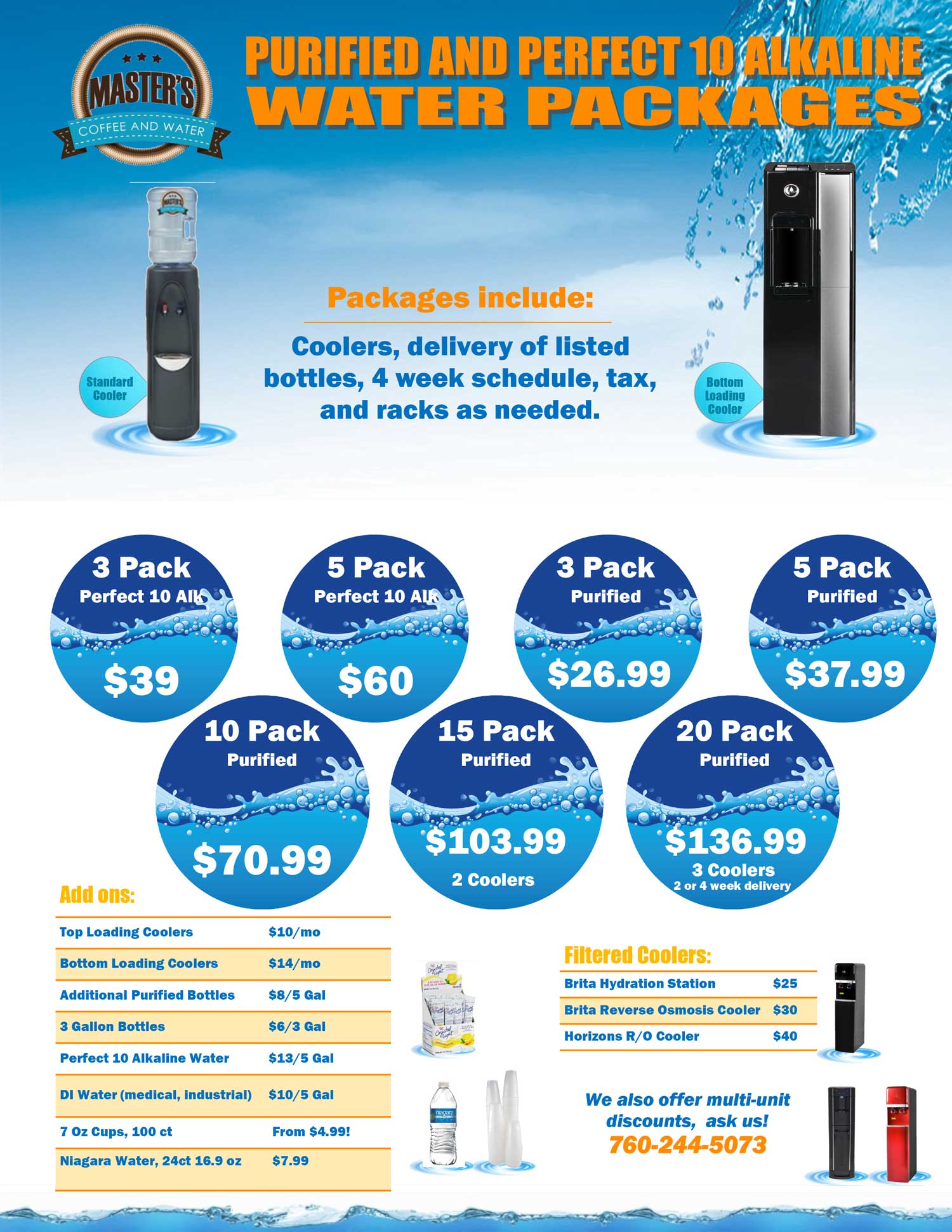 Bottled Water Delivery - Master's Coffee and Water Services